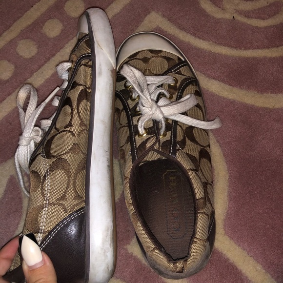 Coach | Shoes | Coach Sneakers Lace Up Rubber Sole Canvas C Logo | Poshmark